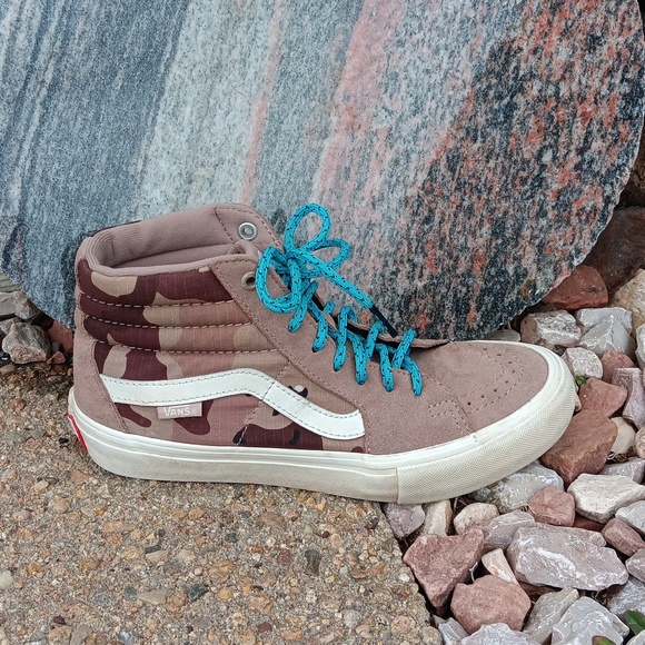 Vans | Shoes | Rare Vans Sk8 Hi Pro Suede Leather Desert Camo Print ...